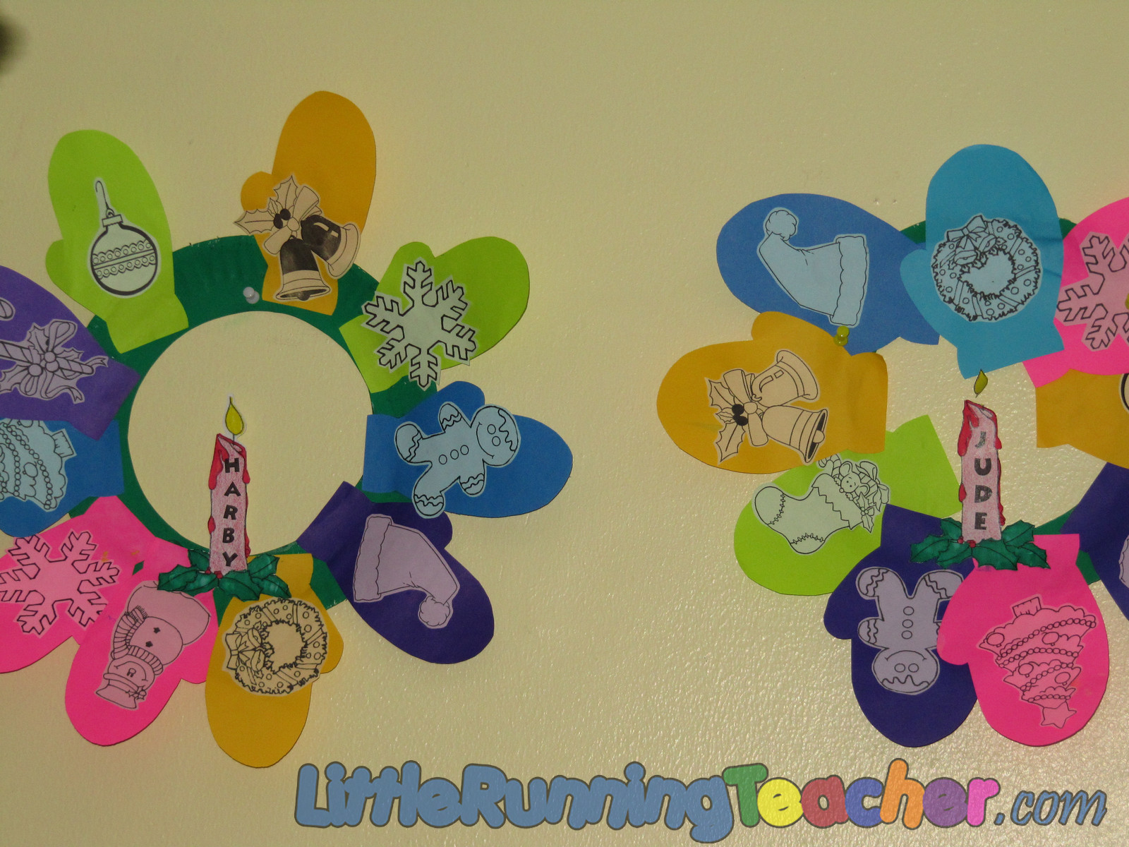 Colorful Mitten Christmas Wreath « Little Running Teacher