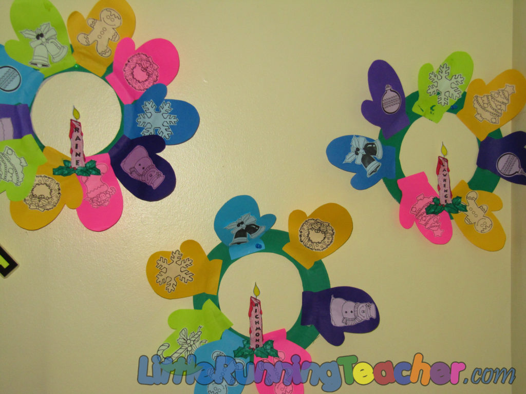 Colorful Mitten Christmas Wreath « Little Running Teacher