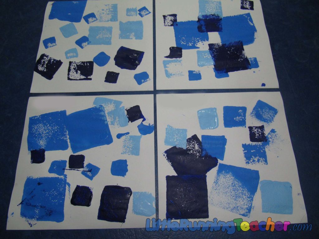 Sponge Stamping with Shades of Blue « Little Running Teacher